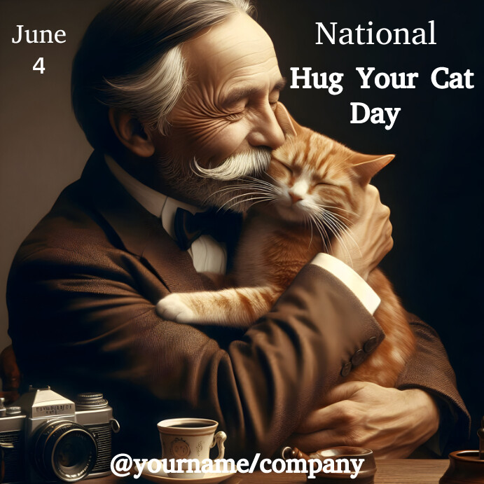 Black Modern & Minimal National Hug Your Cat Template | PosterMyWall