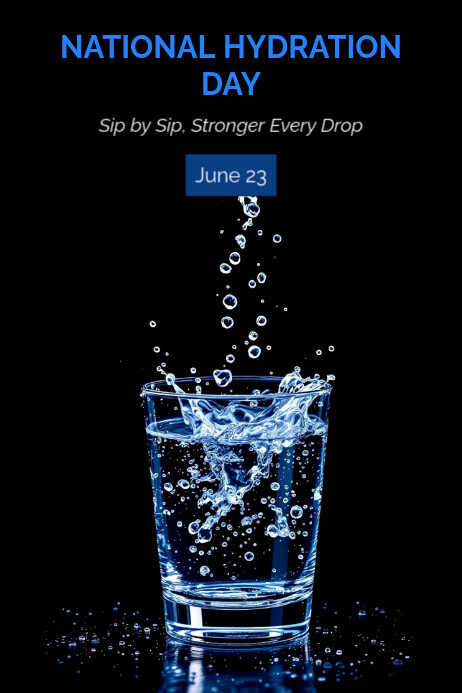 Copy of Black Modern & Minimal National Hydration Day Poster | PosterMyWall
