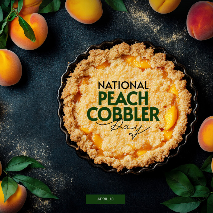 Black Modern & Minimal National Peach Cobbler Day Instagram Post ...