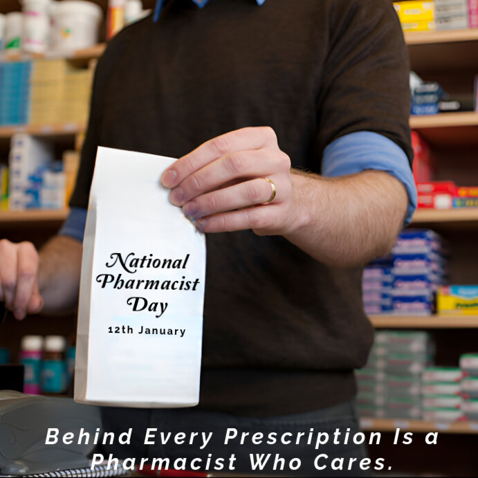 Black Modern & Minimal National Pharmacist Day Instagram Post Template ...