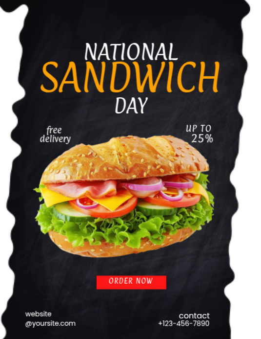 Black Modern & Minimal National Sandwich Day Flyer (us Letter) Template ...