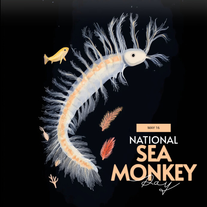 Plantilla de Black Modern & Minimal National Sea Monkey Day Instagram ...