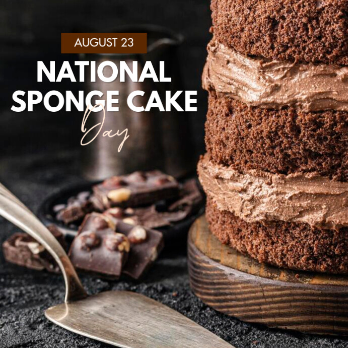 Black Modern & Minimal National Sponge Cake Day Instagram Post Template ...