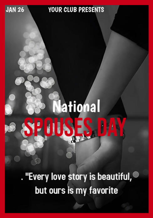 Black Modern & Minimal National Spouses Day A2 Template | PosterMyWall