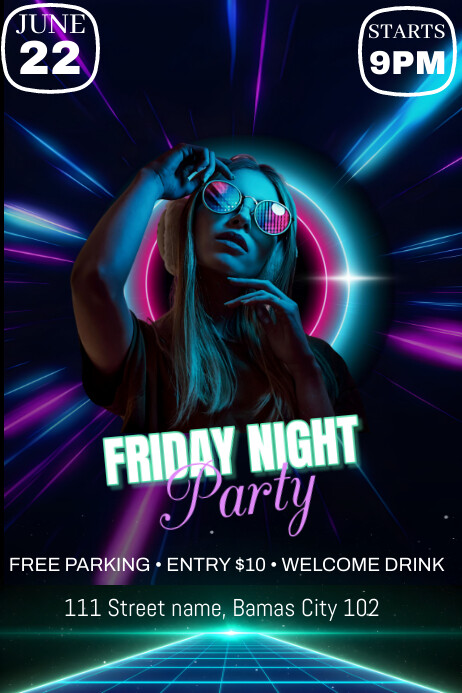 Copy of Black Modern & Minimal Neon Party Poster | PosterMyWall