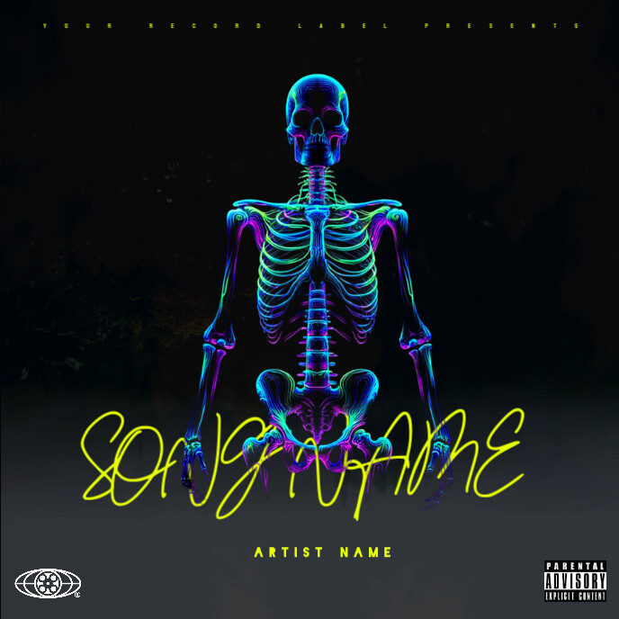 Copy of Black Modern & Minimal Neon Skeleton Album Cover | PosterMyWall