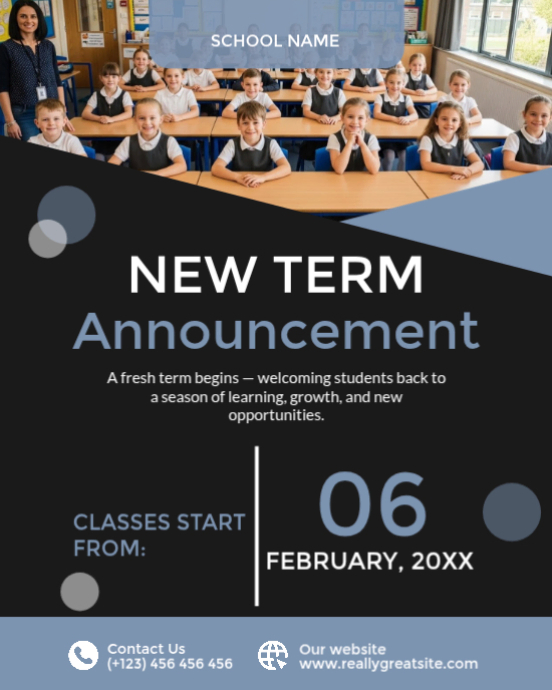 Black Modern & Minimal New Term Announcement Instagram Portrait ...