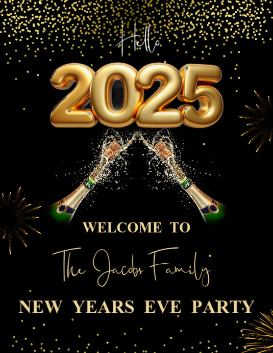 Black Modern & Minimal New Years Eve Welcome Sign Flyer (us Letter ...