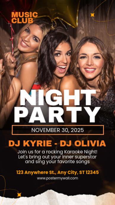 Black Modern & Minimal Night Party Instagram Story Template | PosterMyWall