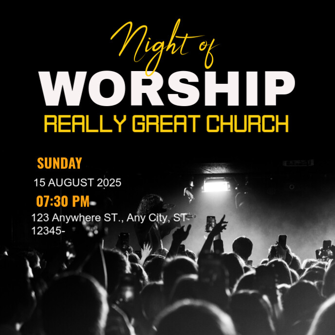 Black Modern & Minimal Night Worship Sunday Church Service Album Cover ...