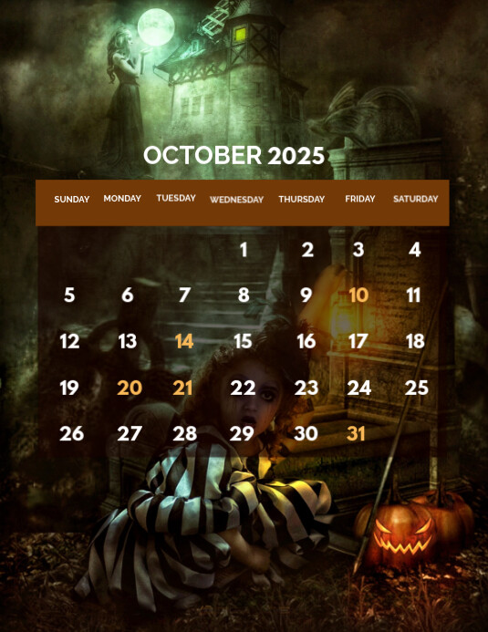 Black Modern & Minimal October 2025 Calendar Flyer (us Letter) Template ...