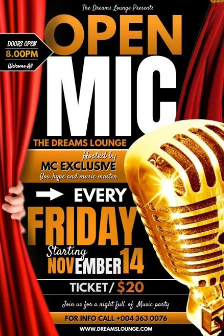 Copy of Black Modern & Minimal Open Mic Night Poster | PosterMyWall