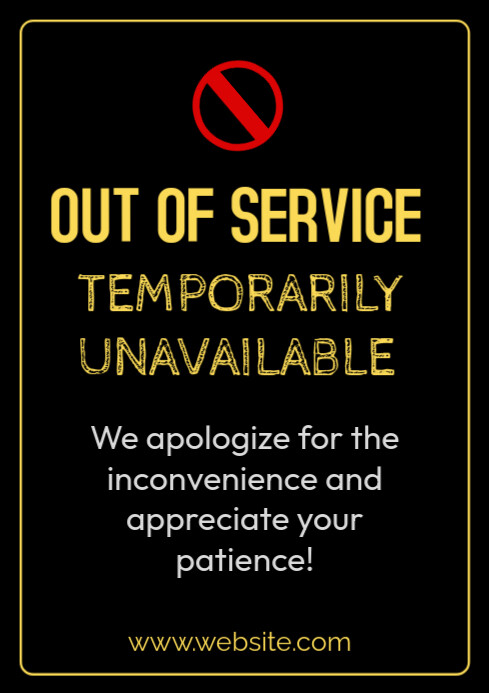 Black Modern & Minimal Out Of Service Sign A4 Template | PosterMyWall