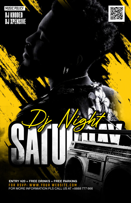 Black Modern & Minimal Party Flyer Tabloid Template | PosterMyWall