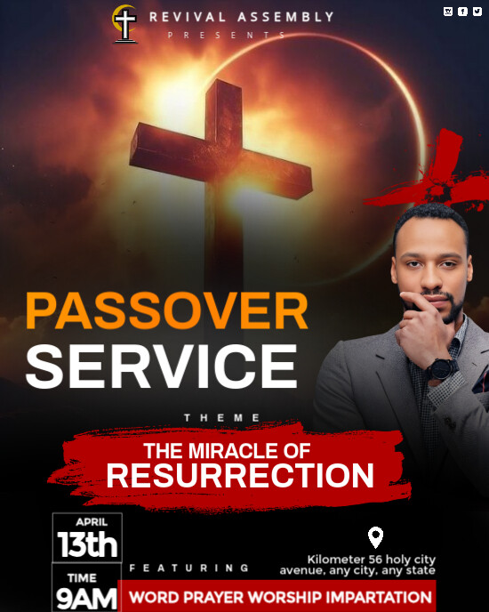 Copy of Black Modern & Minimal Passover Service Flyer Instagram ...