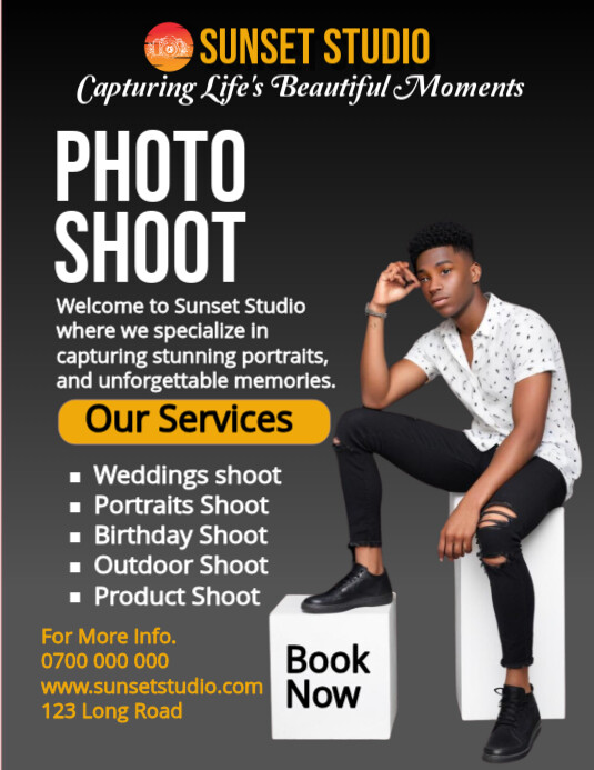 Copy of Black Modern & Minimal Photo Shoot Flyer (us Letter) | PosterMyWall