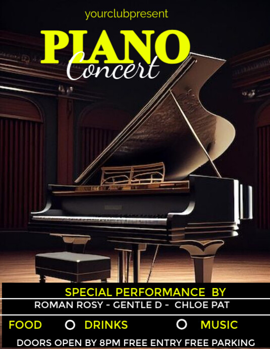 Copy of Black Modern & Minimal Piano Concert Flyer (us Letter ...