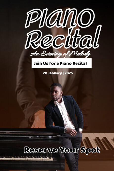 Black Modern & Minimal Piano Recital Announcement Poster Template ...