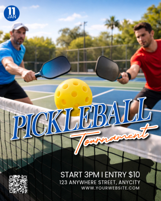 Black Modern & Minimal Pickleball Tournament Instagram Portrait ...