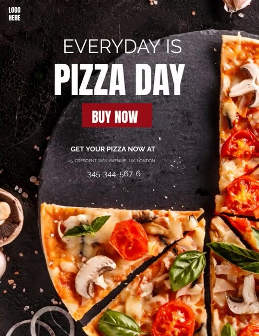 Black Modern & Minimal Pizza Flyer (us Lette Template | PosterMyWall