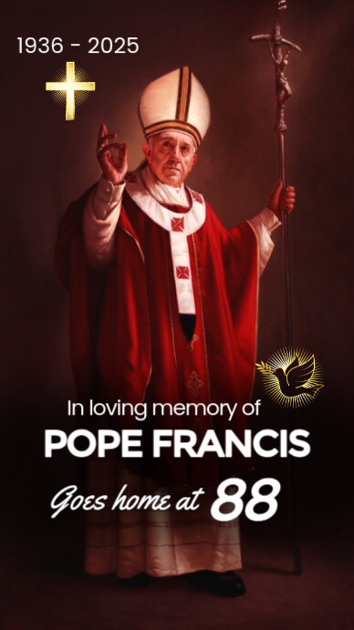 Plantilla de Black Modern & Minimal Pope Francis Memorial Poster ...