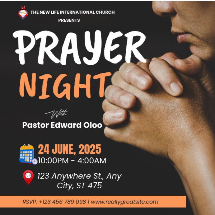 Black Modern & Minimal Prayer Night Instagram Post Template | PosterMyWall