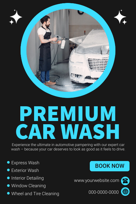 Copy of Black Modern & Minimal Premium Car Wash Poste | PosterMyWall