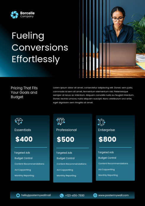 Black Modern & Minimal Professional Agency Service A4 Template ...