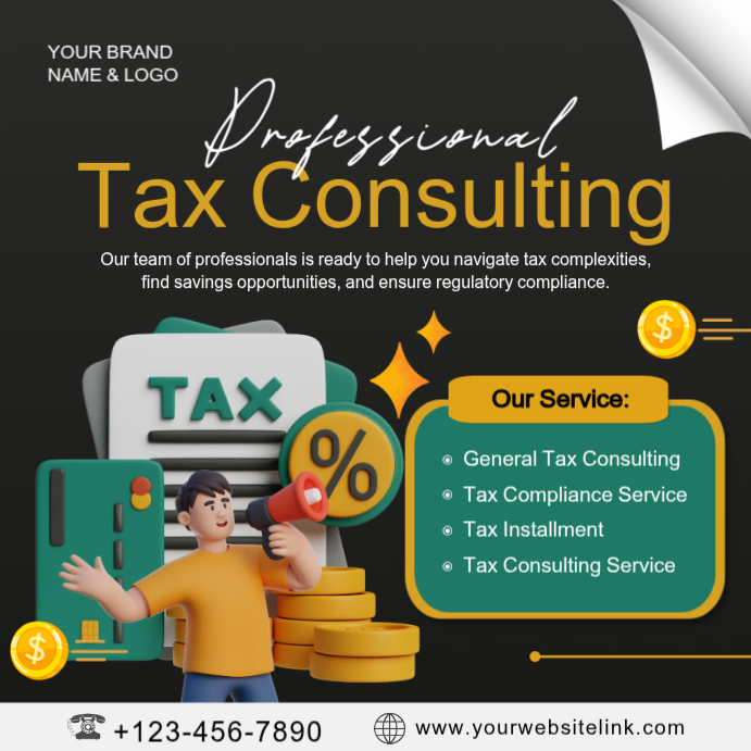 Black Modern & Minimal Professional Tax Consultant Instagram Post ...