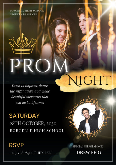 Copy of Black Modern & Minimal Prom Night A4 | PosterMyWall