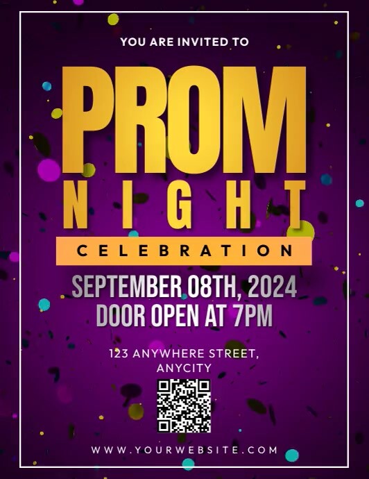 Plantilla de Black Modern & Minimal Prom Night Pamflet (le | PosterMyWall