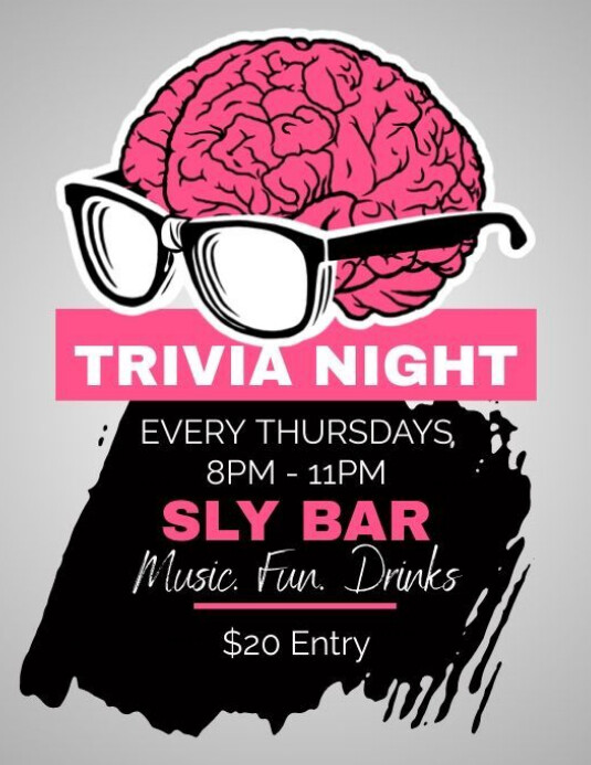 Black Modern & Minimal Quiz And Trivia Nights Flyers Flyer (us Letter) Template | PosterMyWall