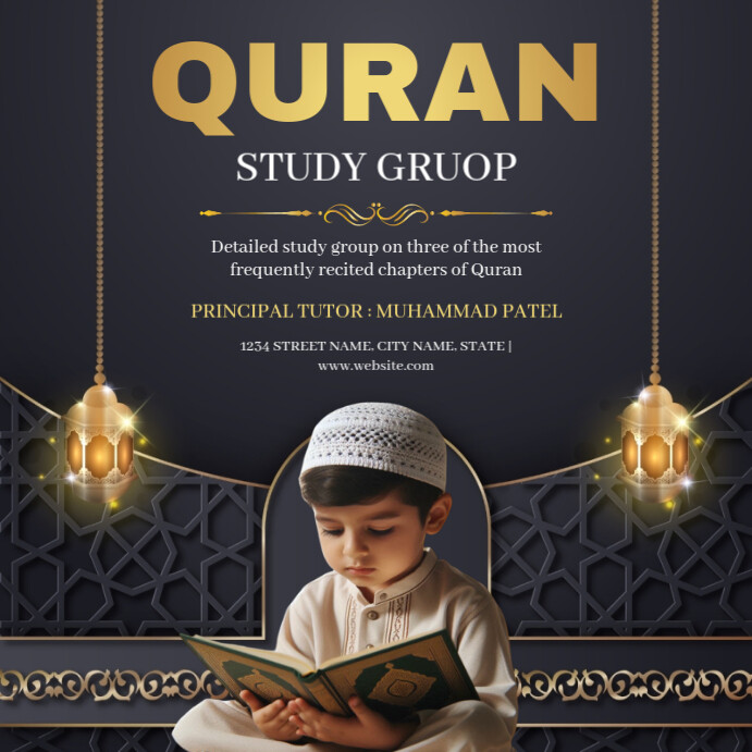 Copy of Black Modern & Minimal Quran Study Group Instagram Post | PosterMyWall