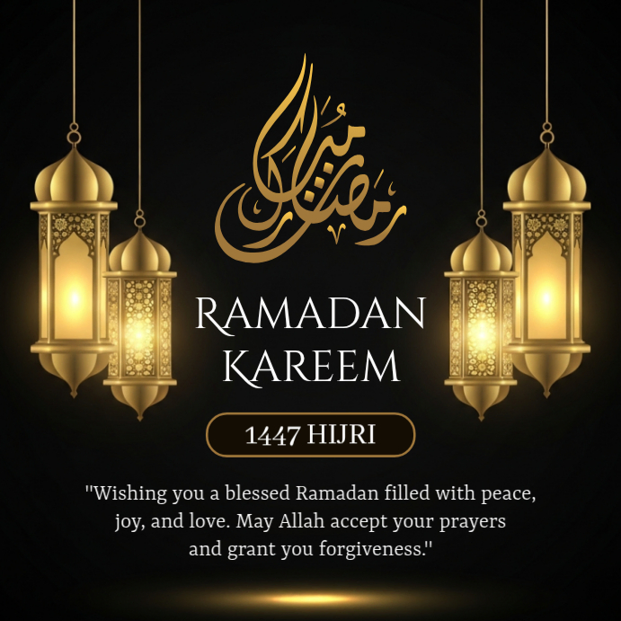 Black Modern & Minimal Ramadan Kareem Instagram Post Template ...