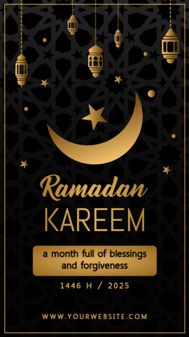 Black Modern & Minimal Ramadan Kareem Tampilan Digital (9:16) Template ...