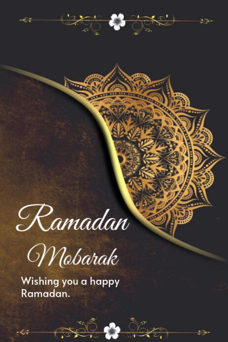 Black Modern & Minimal Ramadan Mobarak Poster Template | PosterMyWall