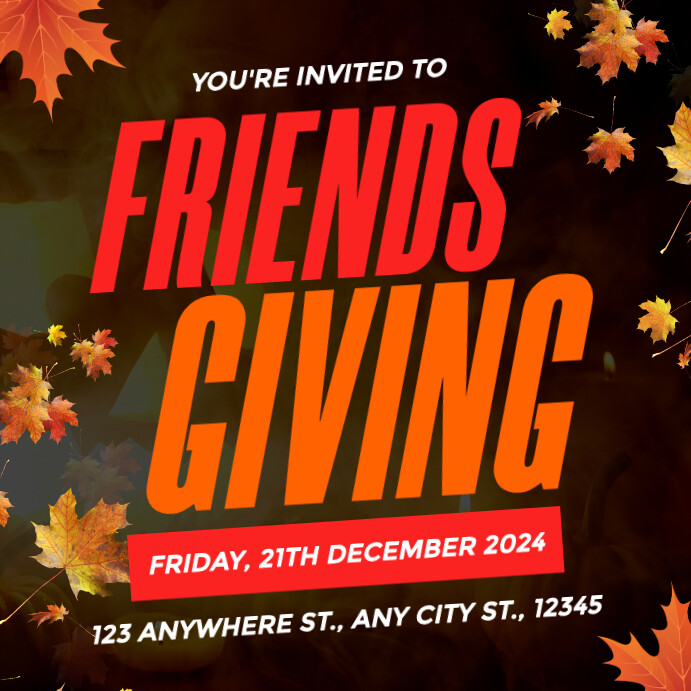 Black Modern & Minimal Red Orange Friendsgiving Pos Instagram Template ...