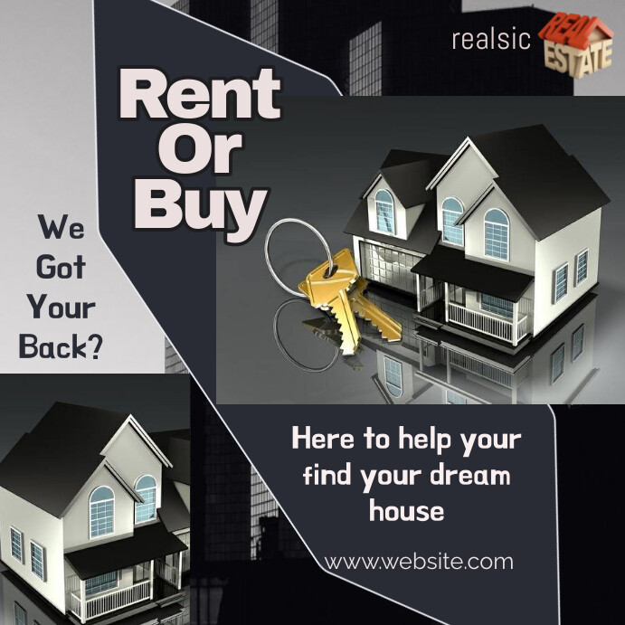 Black Modern & Minimal Rent Or Buy Pos Instag Template | PosterMyWall