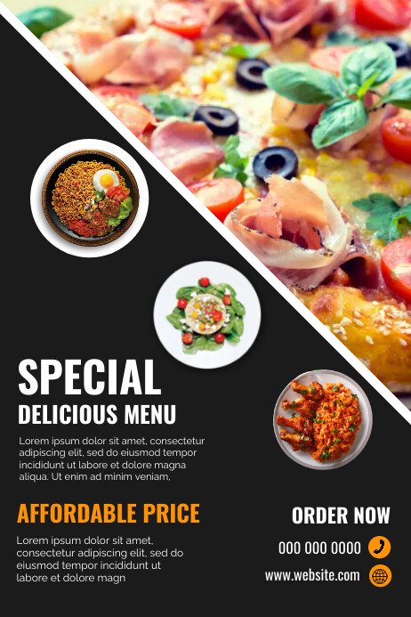 Black Modern & Minimal Restaurant Menu Poste Template | PosterMyWall