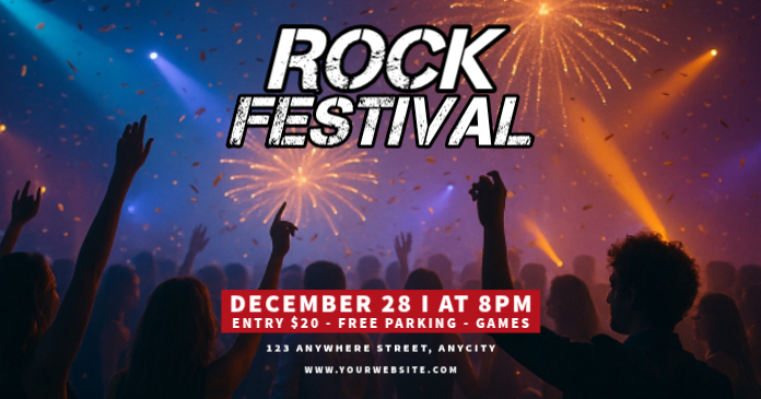 Black Modern & Minimal Rock Festival Gambar Bersama Facebook Template ...