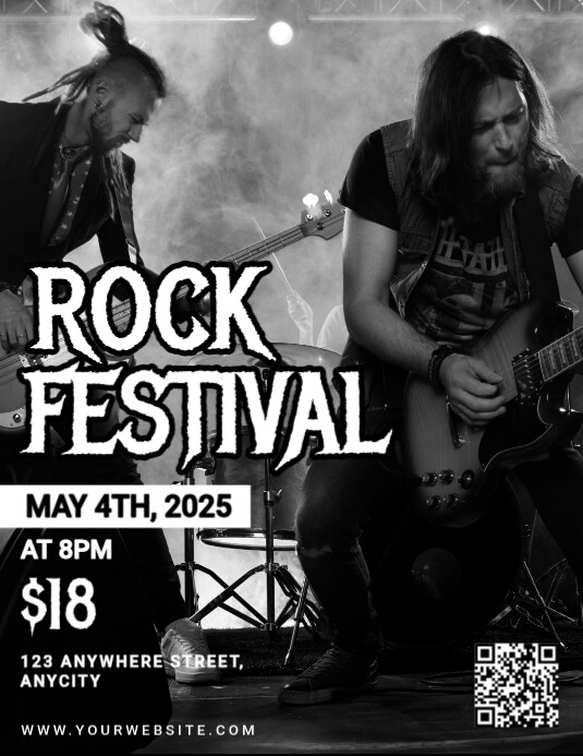 Modèle Black Modern & Minimal Rock Festival Pamflet (letter As ...