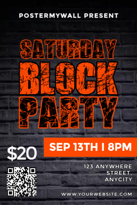 Copy of Black Modern & Minimal Saturday Block Party Poster | PosterMyWall