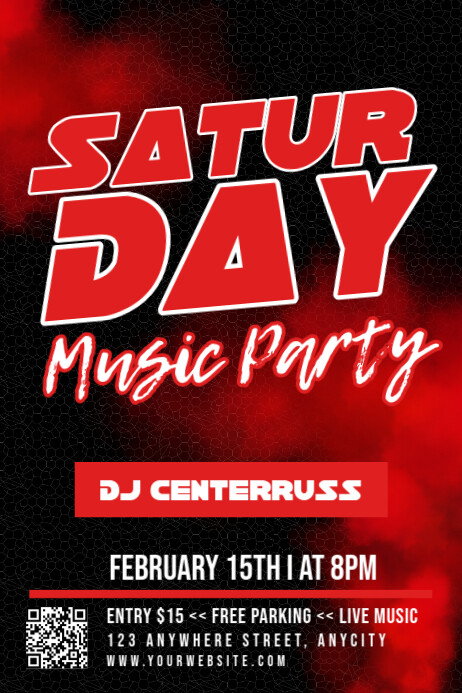 Black Modern & Minimal Saturday Music Party Poster Template | PosterMyWall
