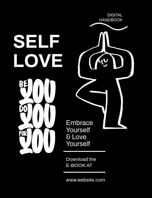 Black Modern & Minimal Self Love Flyer Flyer (us Letter) Template ...