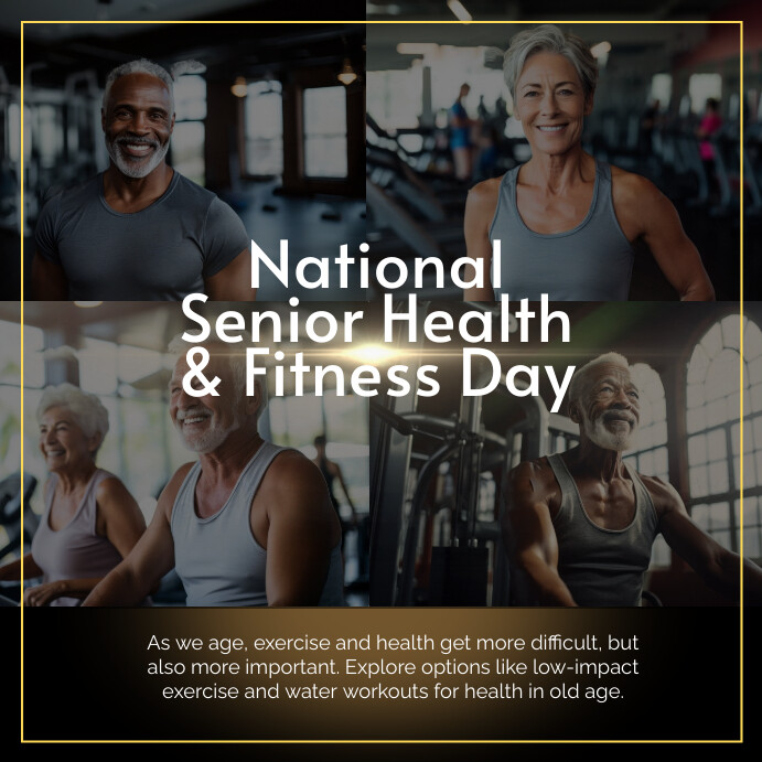 Copy of Black Modern & Minimal Senior Health And Fitn | PosterMyWall