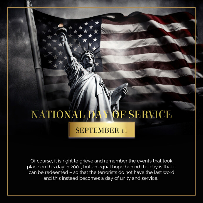 Black Modern & Minimal September 11 National Template | PosterMyWall