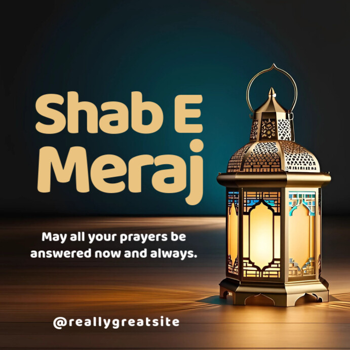 Black Modern & Minimal Shab E Meraj Template Instagram Post | PosterMyWall