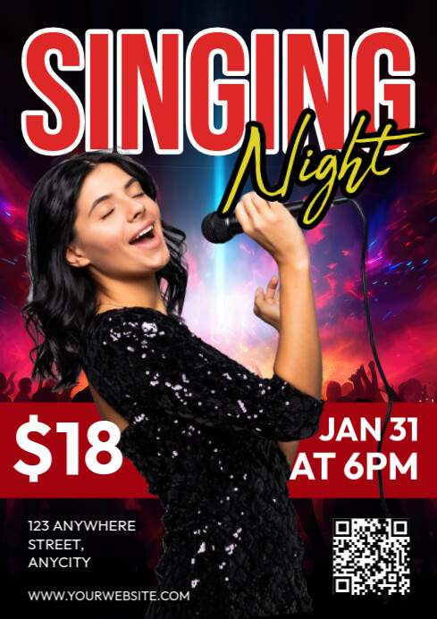 Black Modern & Minimal Singing Night A4 Template | PosterMyWall