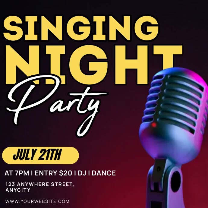 Black Modern & Minimal Singing Night Party Po Template | PosterMyWall
