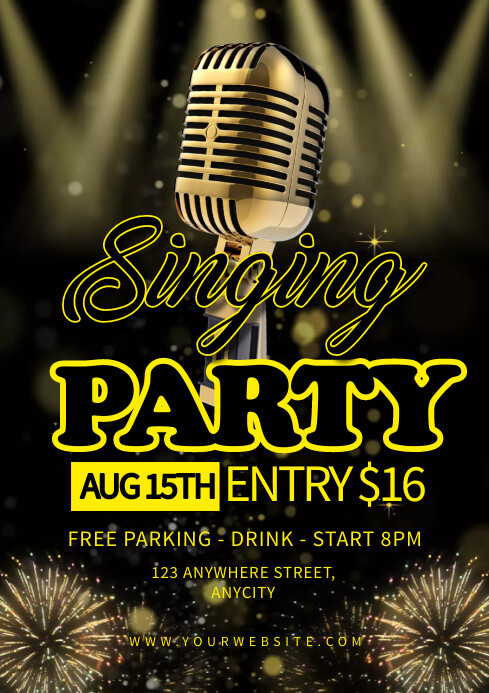 Copy of Black Modern & Minimal Singing Party A4 | PosterMyWall